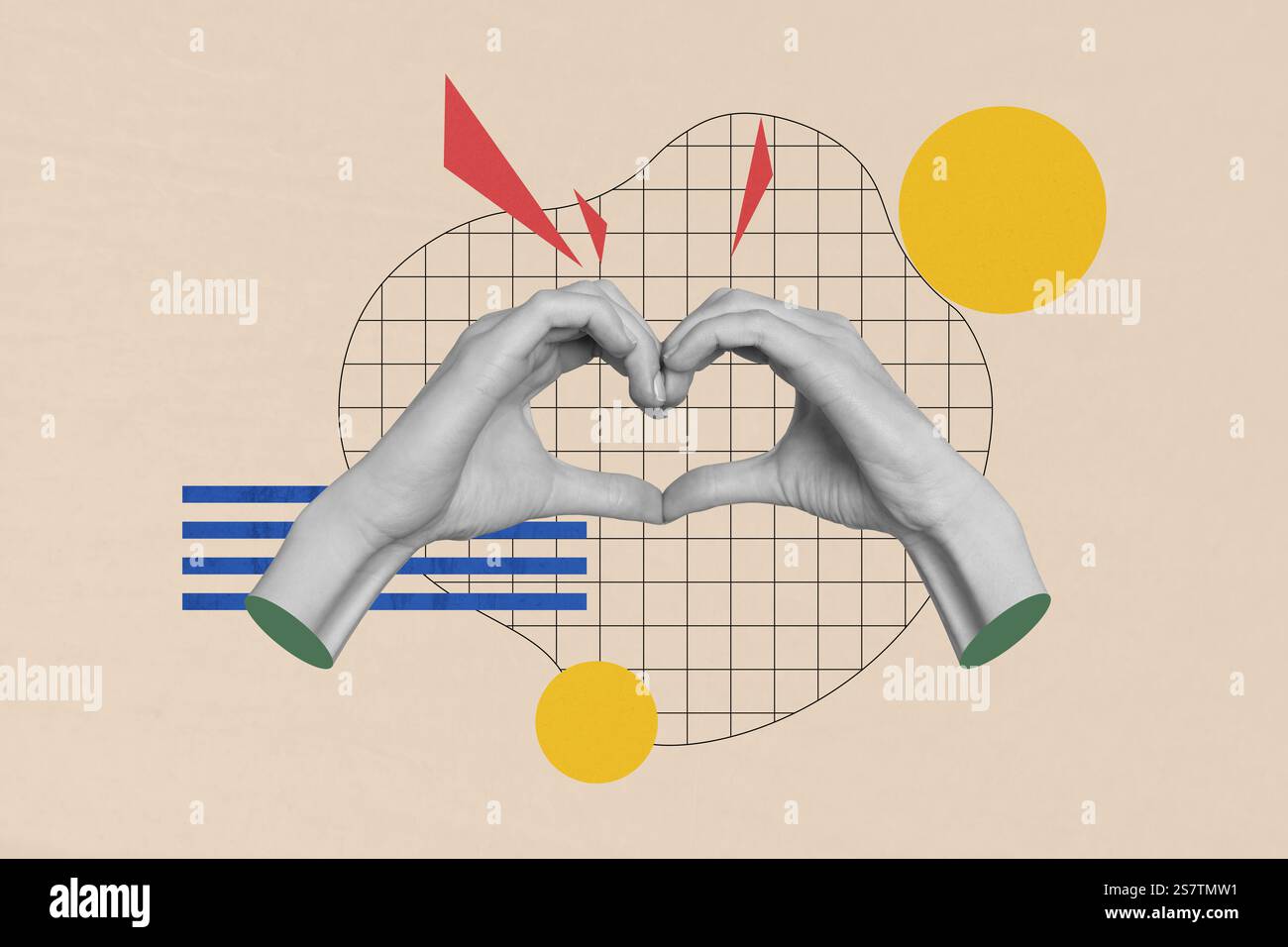 Trend artwork creative sketch 3D photo collage of symbol body language ...