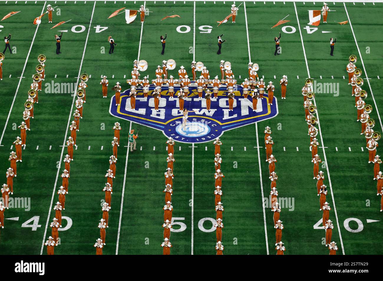 The University of Texas marching band performs during a halftime ...