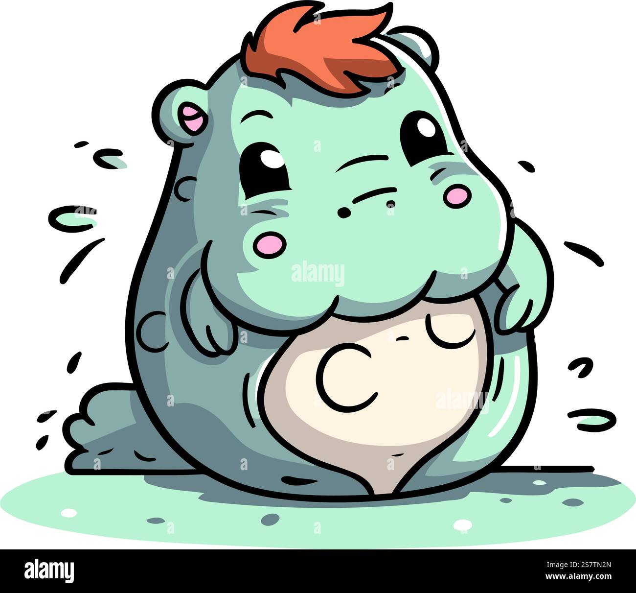 Cute cartoon hippopotamus. Vector illustration of a funny hippo Stock ...