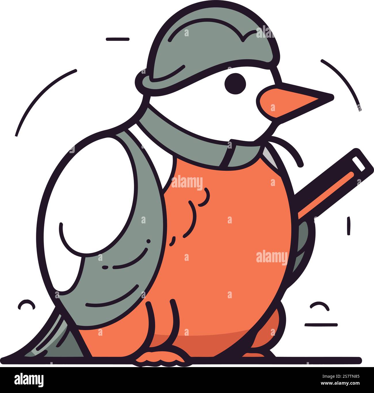 Vector illustration of a cute cartoon penguin with a baseball bat Stock ...