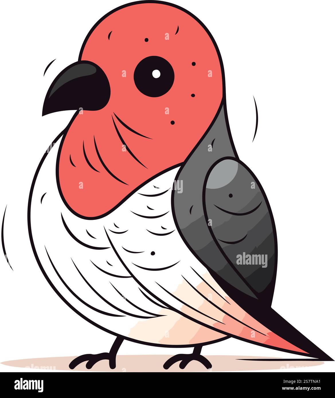 Vector illustration of a cute red parrot isolated on white background ...
