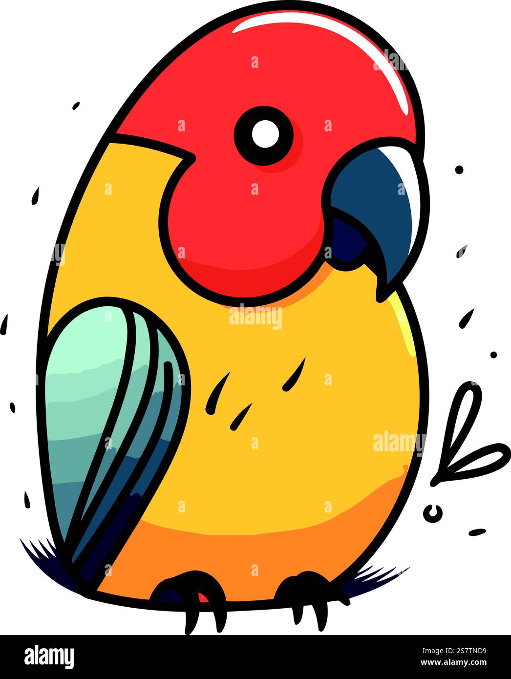 Cute cartoon parrot. Vector illustration isolated on white background ...