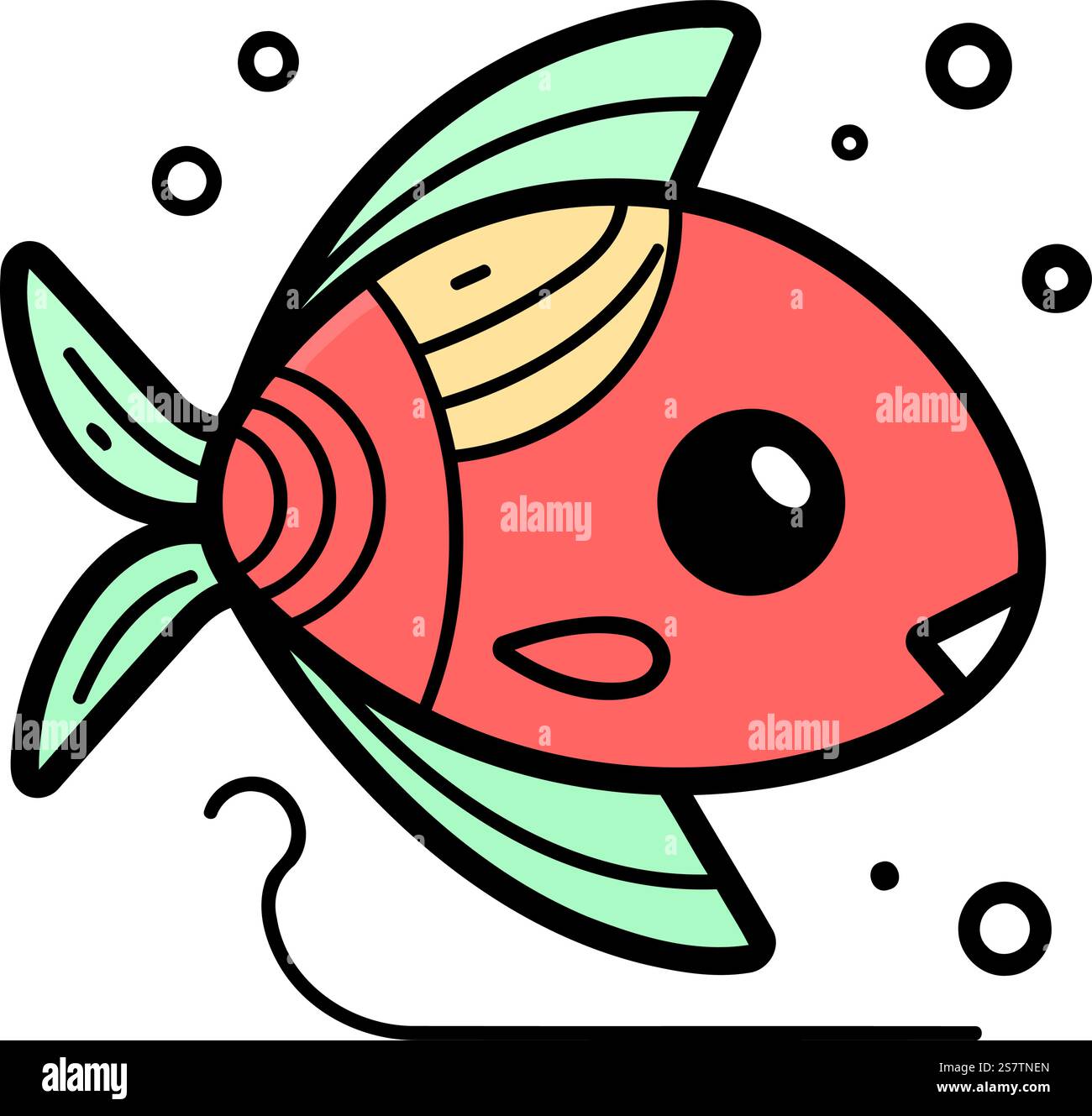 Cute cartoon fish. Vector illustration in doodle style Stock Vector ...