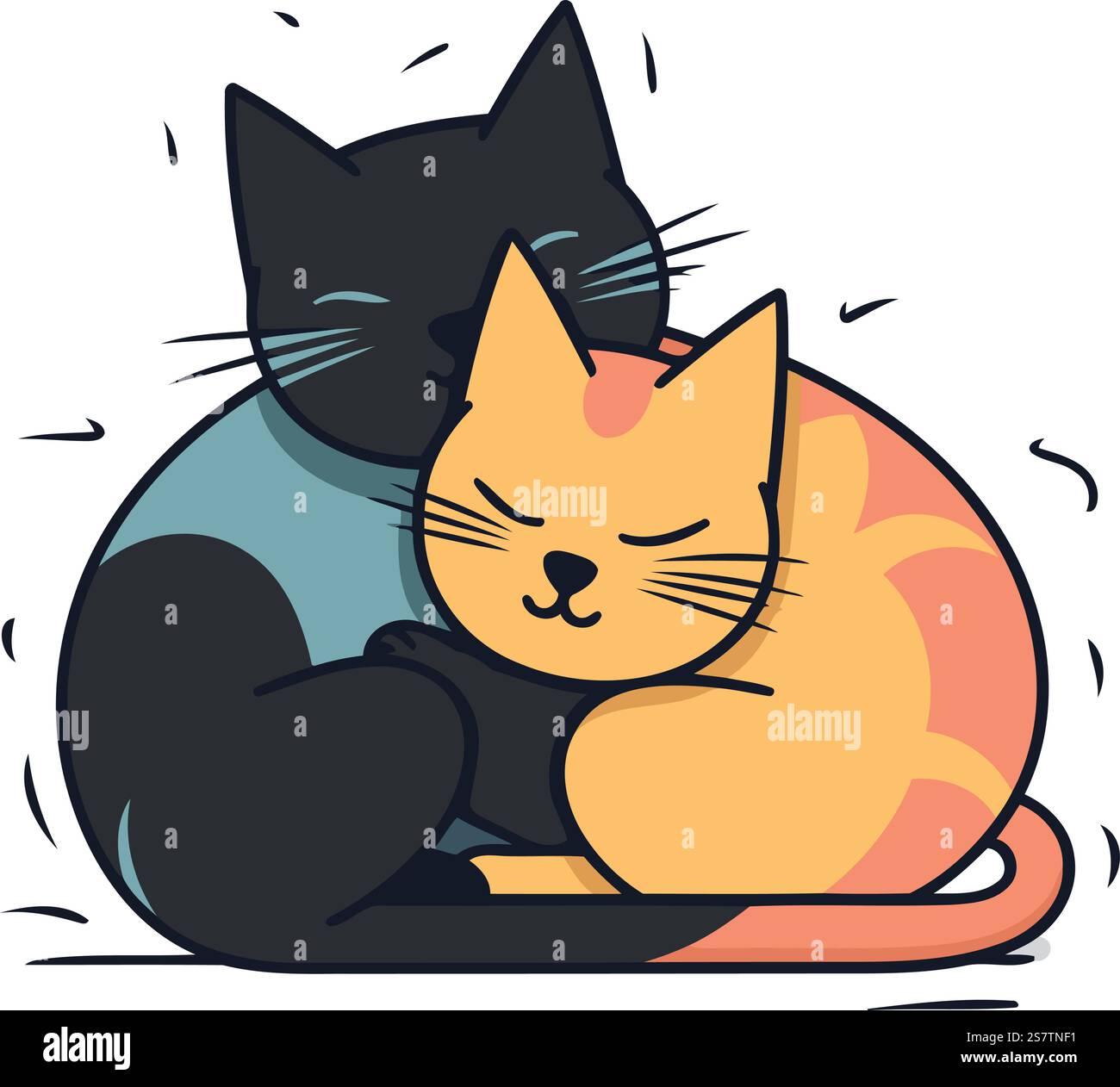 Cute cat sleeping on a pillow. Vector illustration in cartoon style ...