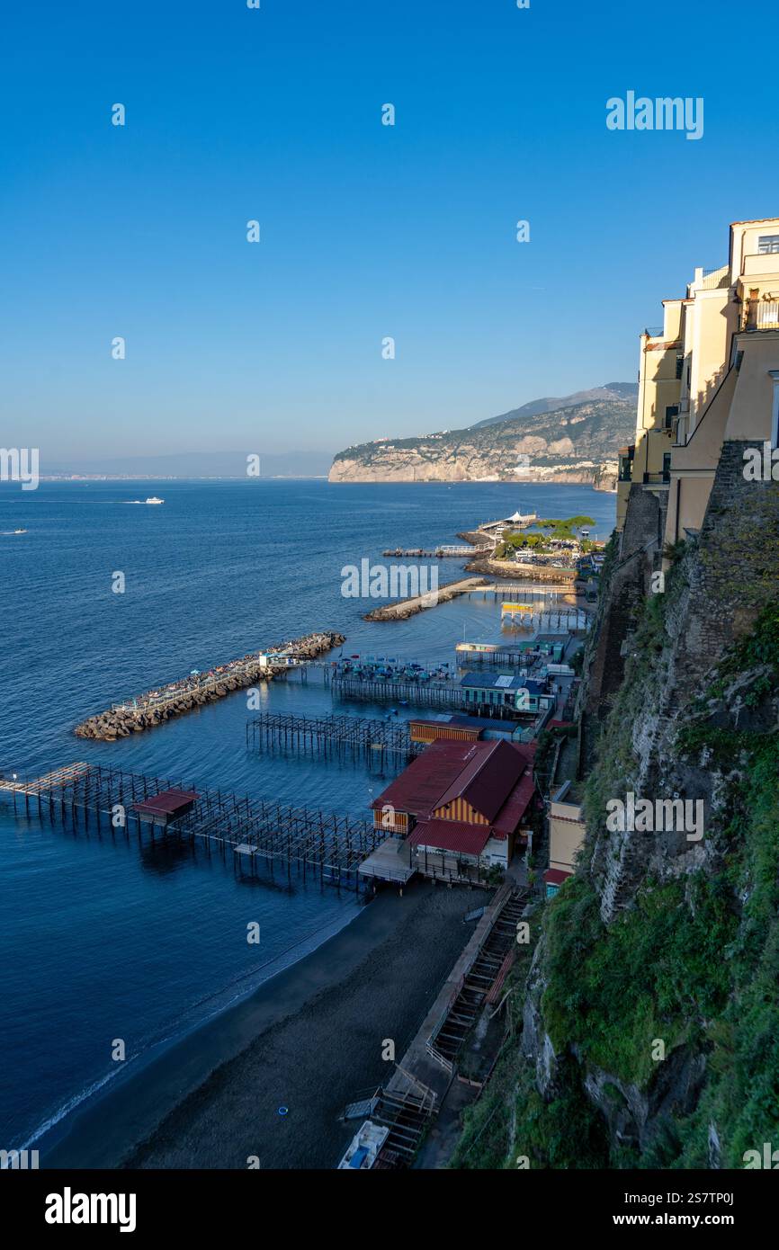 Recreation piers in the Bay of Naples on the shore below Sorrento ...