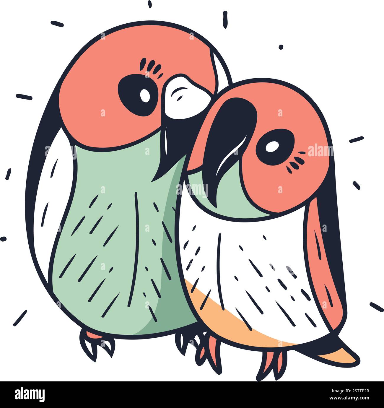 Two cute parrots. Vector illustration in doodle style Stock Vector ...
