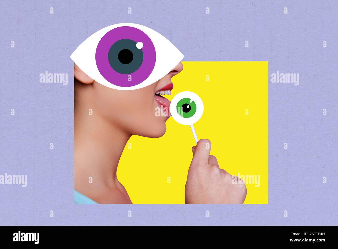 Trend artwork banner sketch 3D photo collage of spy control vision security look watch focus ...