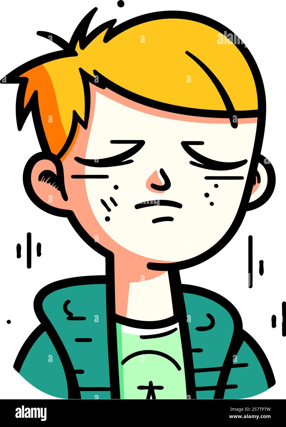 Sad boy with acne on face. Vector illustration in cartoon style Stock ...