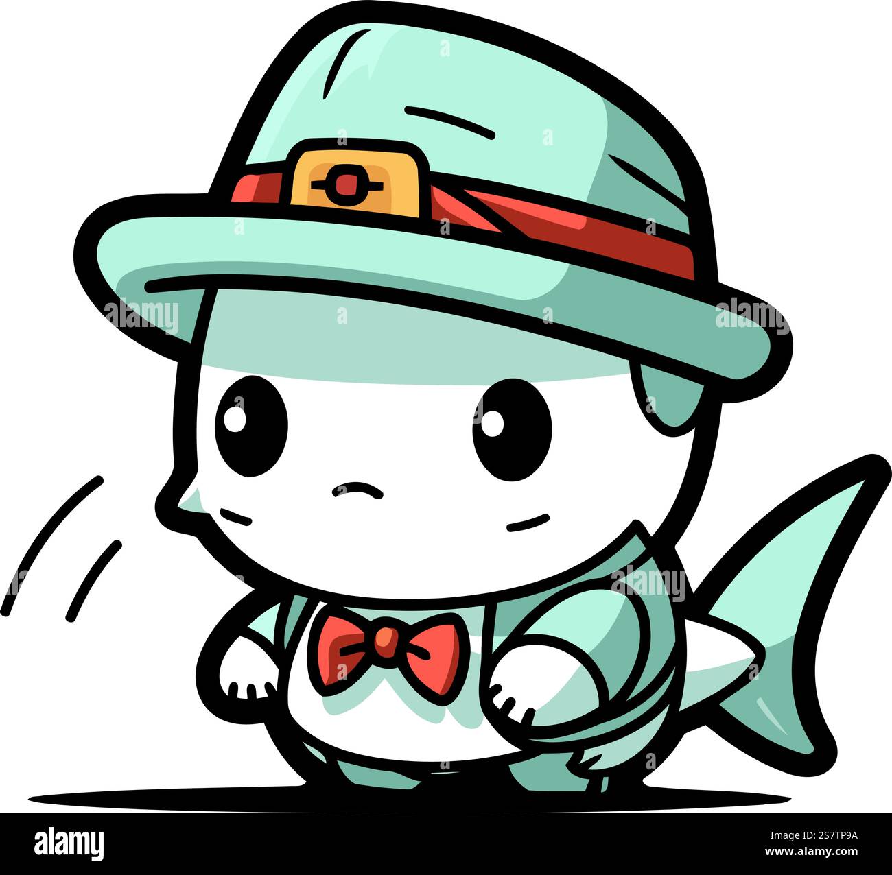 Cute little shark in a hat and bow tie. Vector illustration Stock ...
