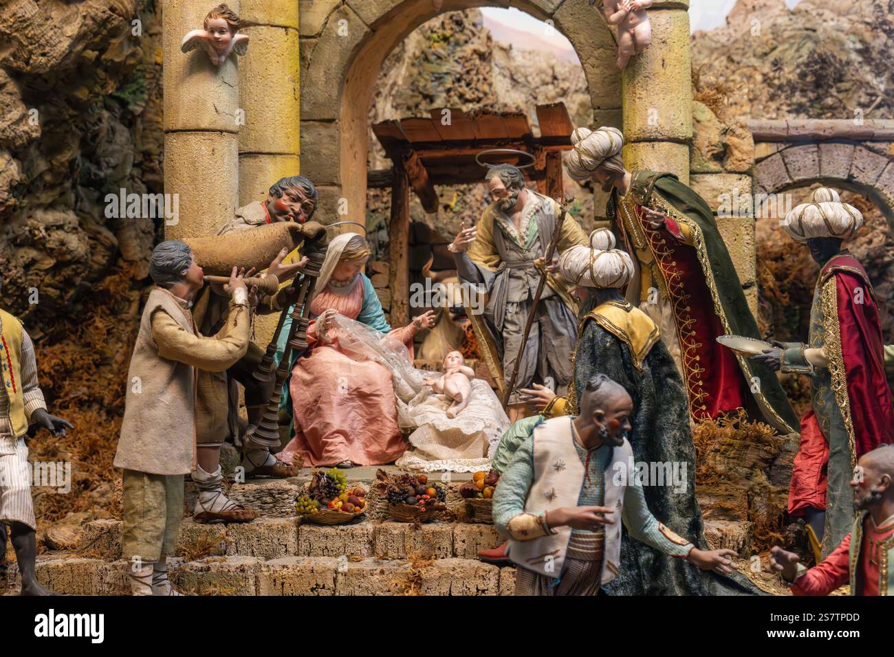 A presepe or Neapolitan creche or nativity scene in the Cathedral of ...