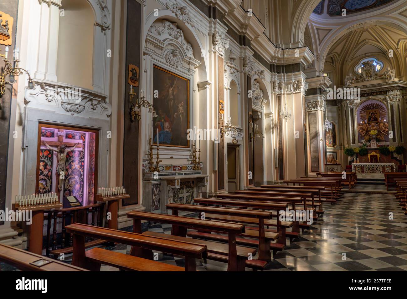 Side chapels in the nave of the Sanctuary of the Madonna del Carmine in ...