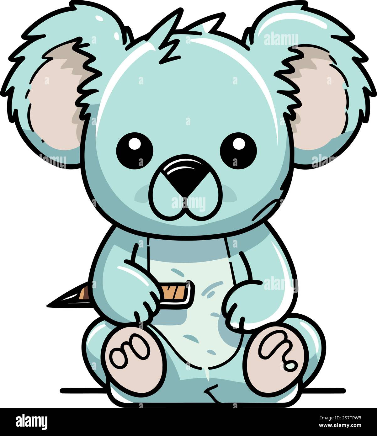 Cute cartoon koala sitting on the ground. Vector illustration Stock ...