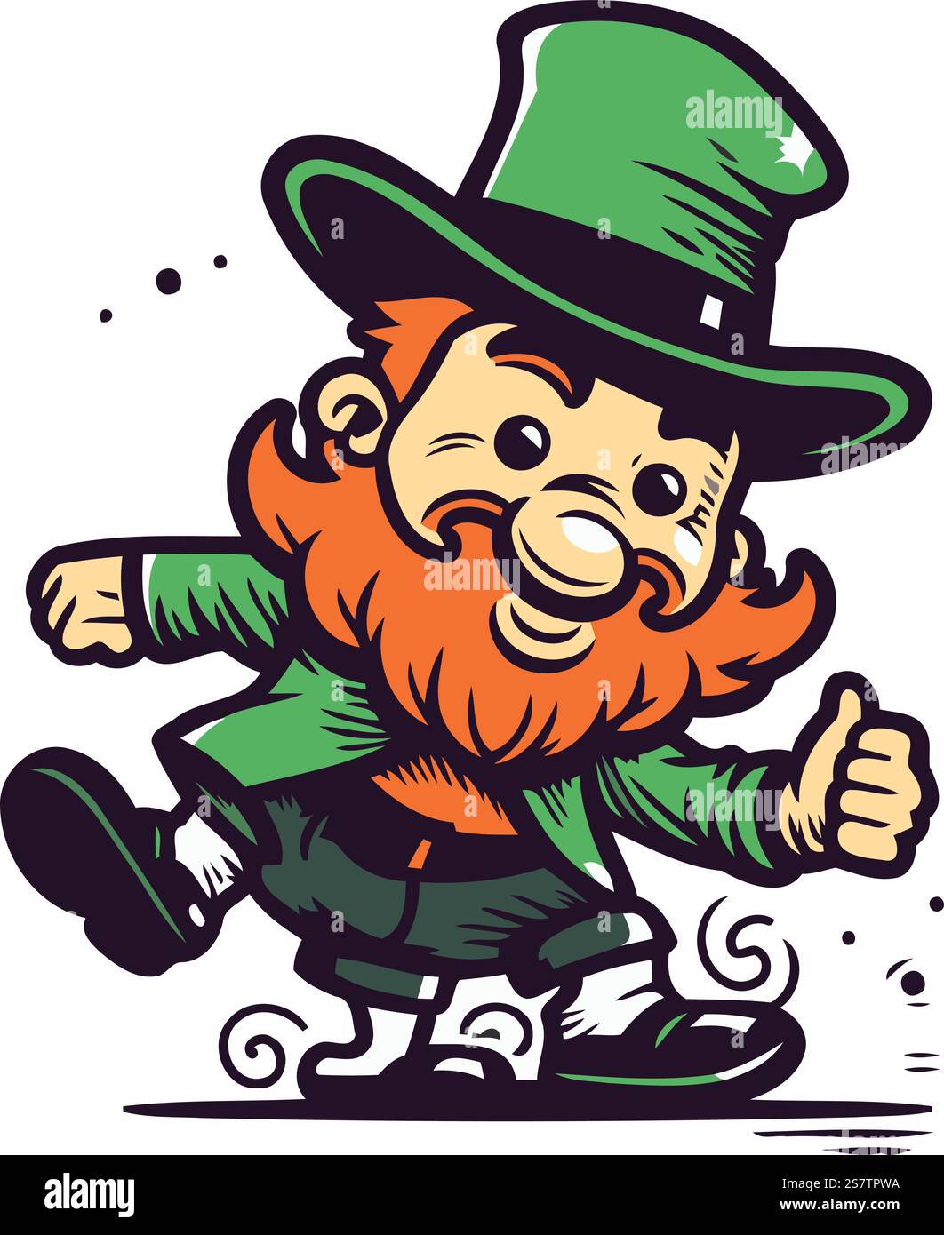 Leprechaun running with skateboard. Vector illustration Stock Vector ...