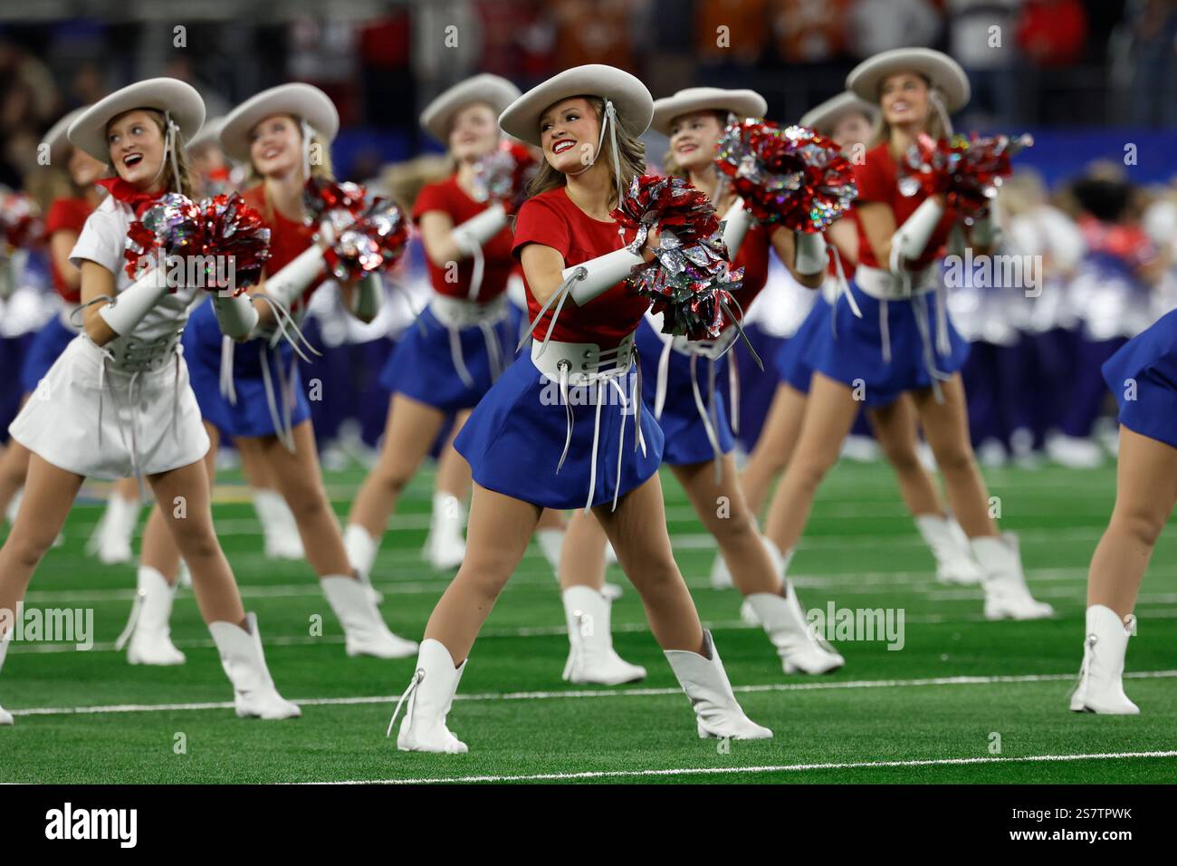 The Kilgore College Rangerettes perform during pregame ceremonies at ...