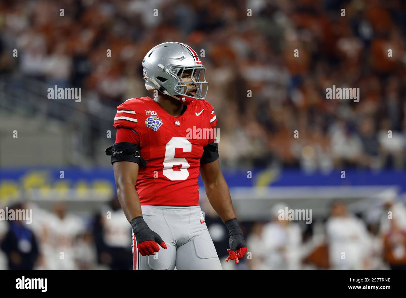 Ohio State linebacker Sonny Styles (6) lines up for the snap during the ...