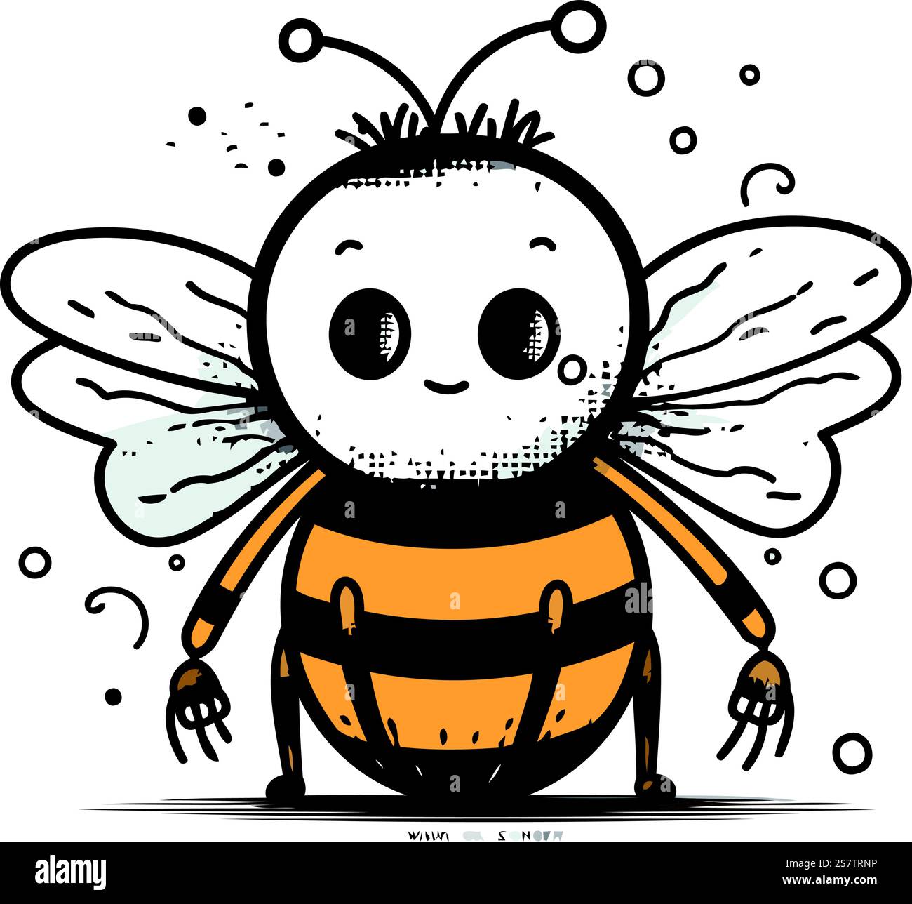 Vector hand drawn illustration of cute cartoon bee. Isolated on white ...