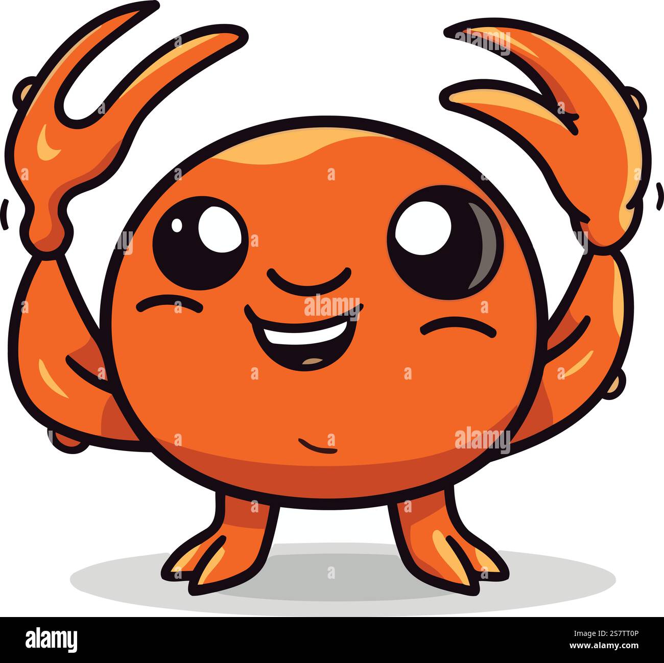 Cute cartoon crab character isolated on white background. Vector ...