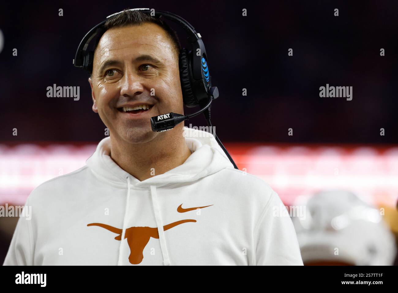 Texas head coach Steve Sarkisian smiles during the NCAA CFP semi final ...