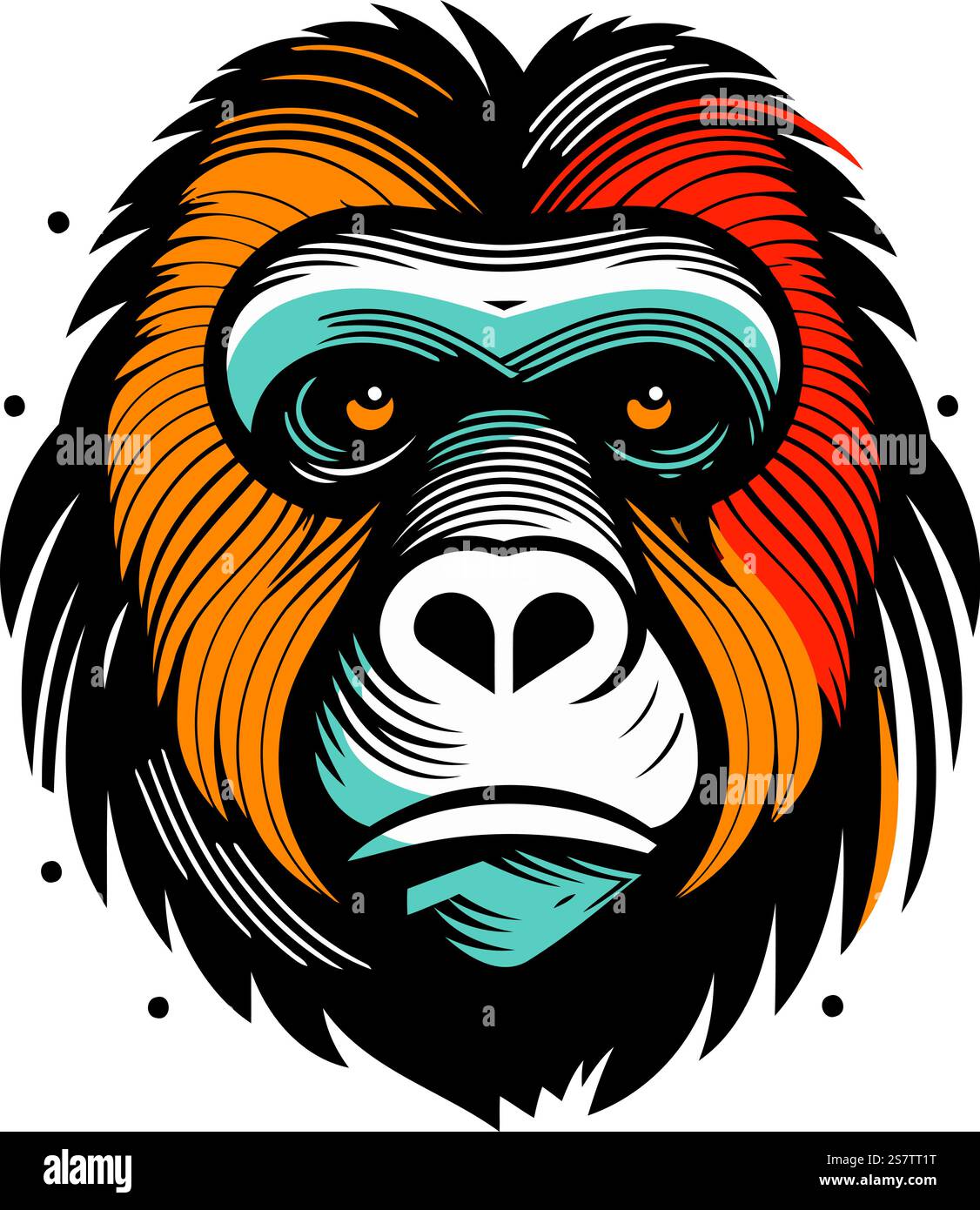 Monkey head vector illustration. Wild animal isolated on white ...