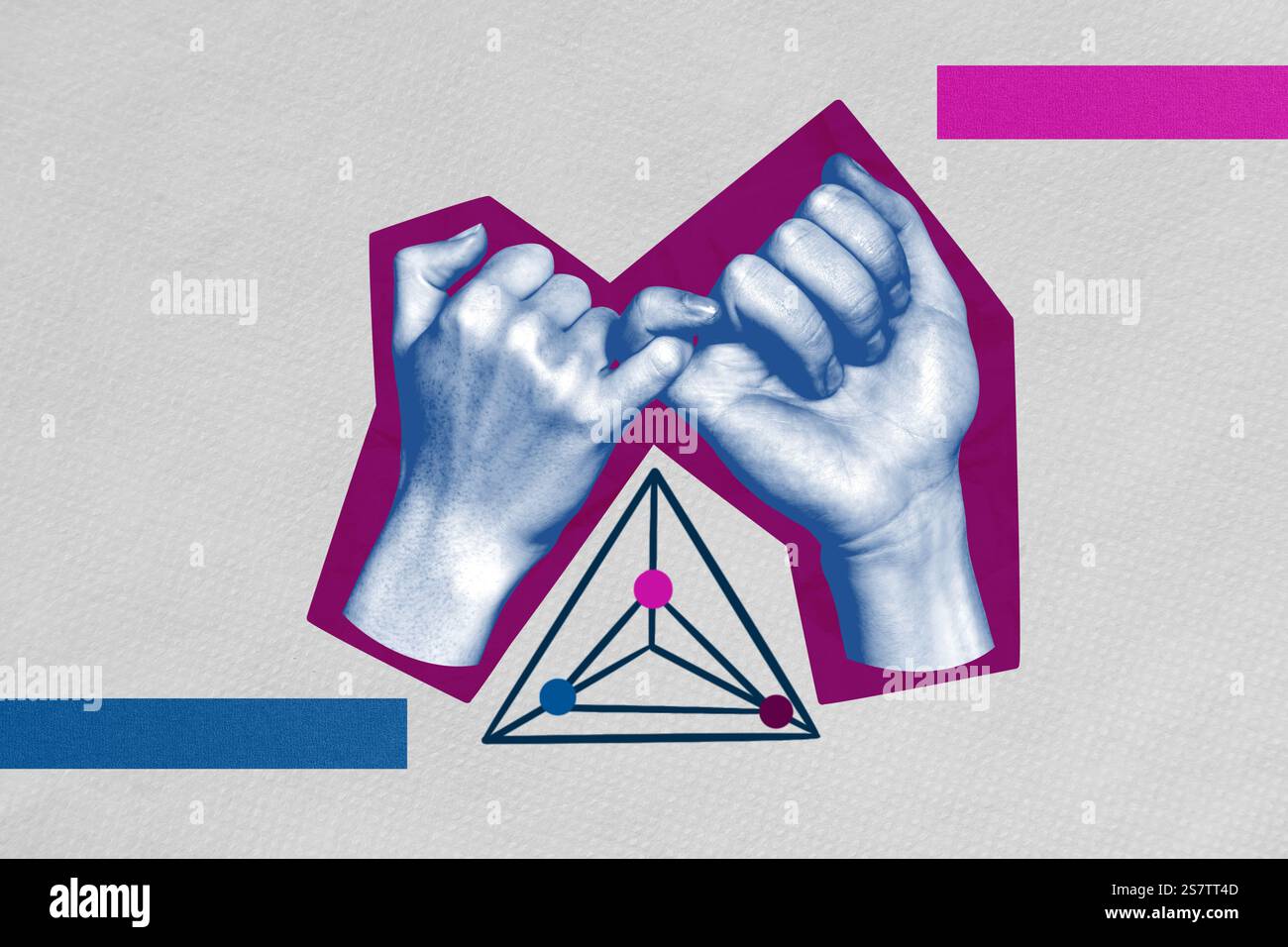 Sketch template design photo collage composite of two huge hands finger ...