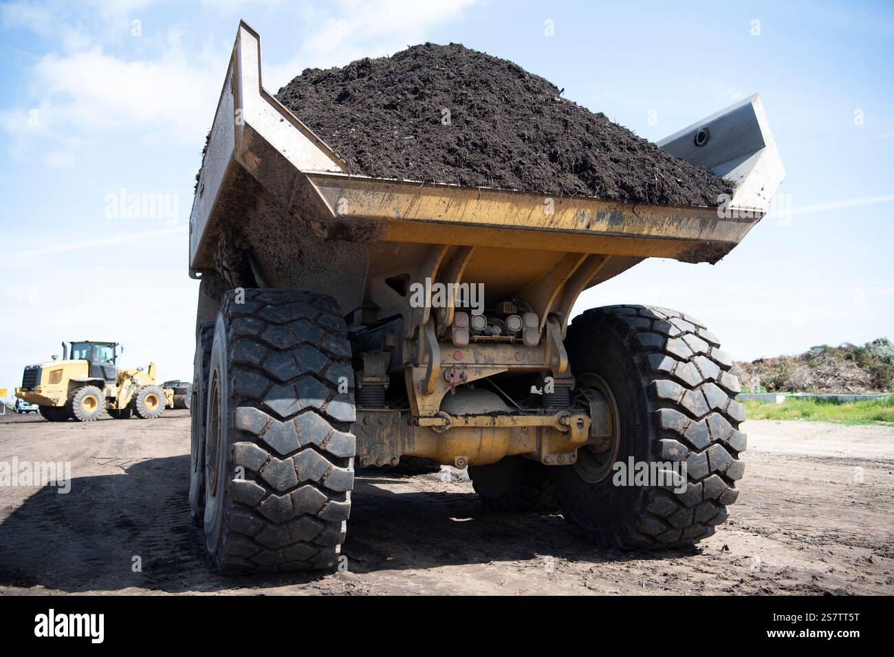 Organic compost filled in a large industrial dump truck Stock Photo - Alamy