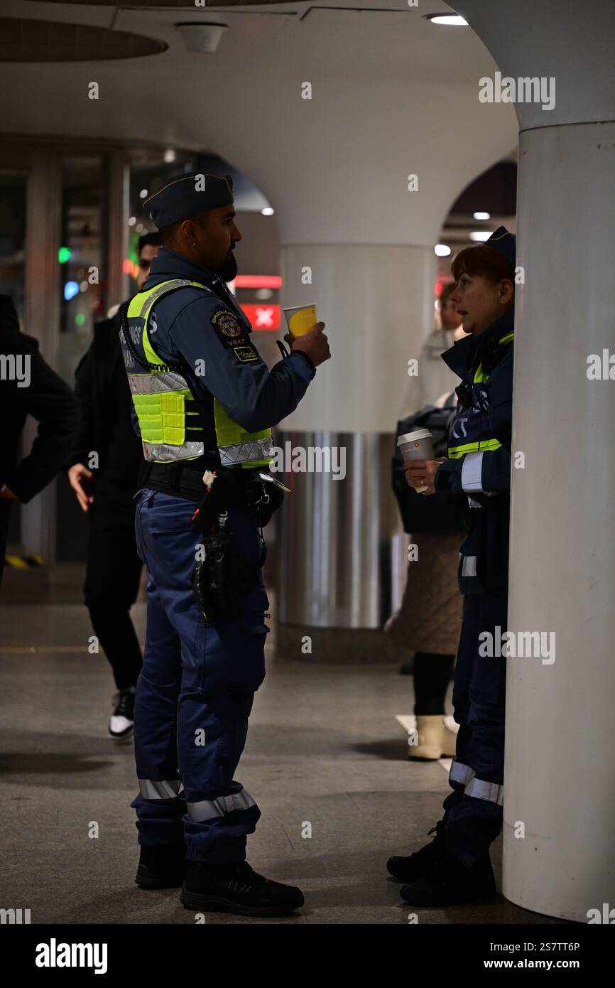 Stockholm, Uppland, Sweden. January 2 2025. Security guards in the ...
