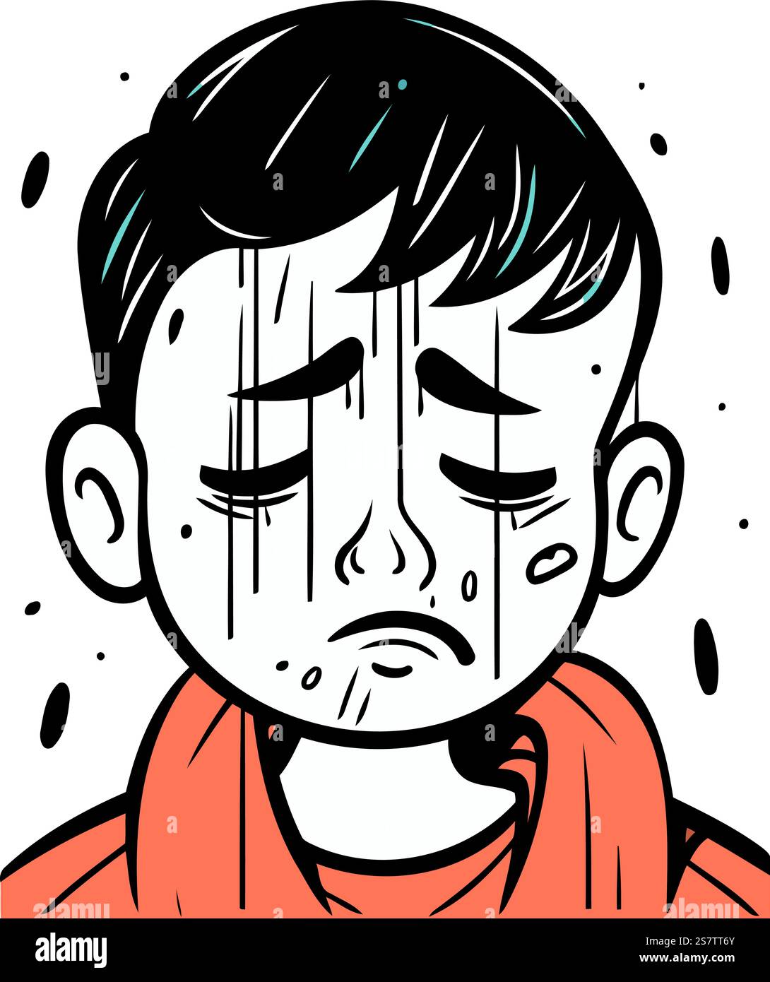 Illustration of a boy crying. Vector illustration in doodle style Stock ...