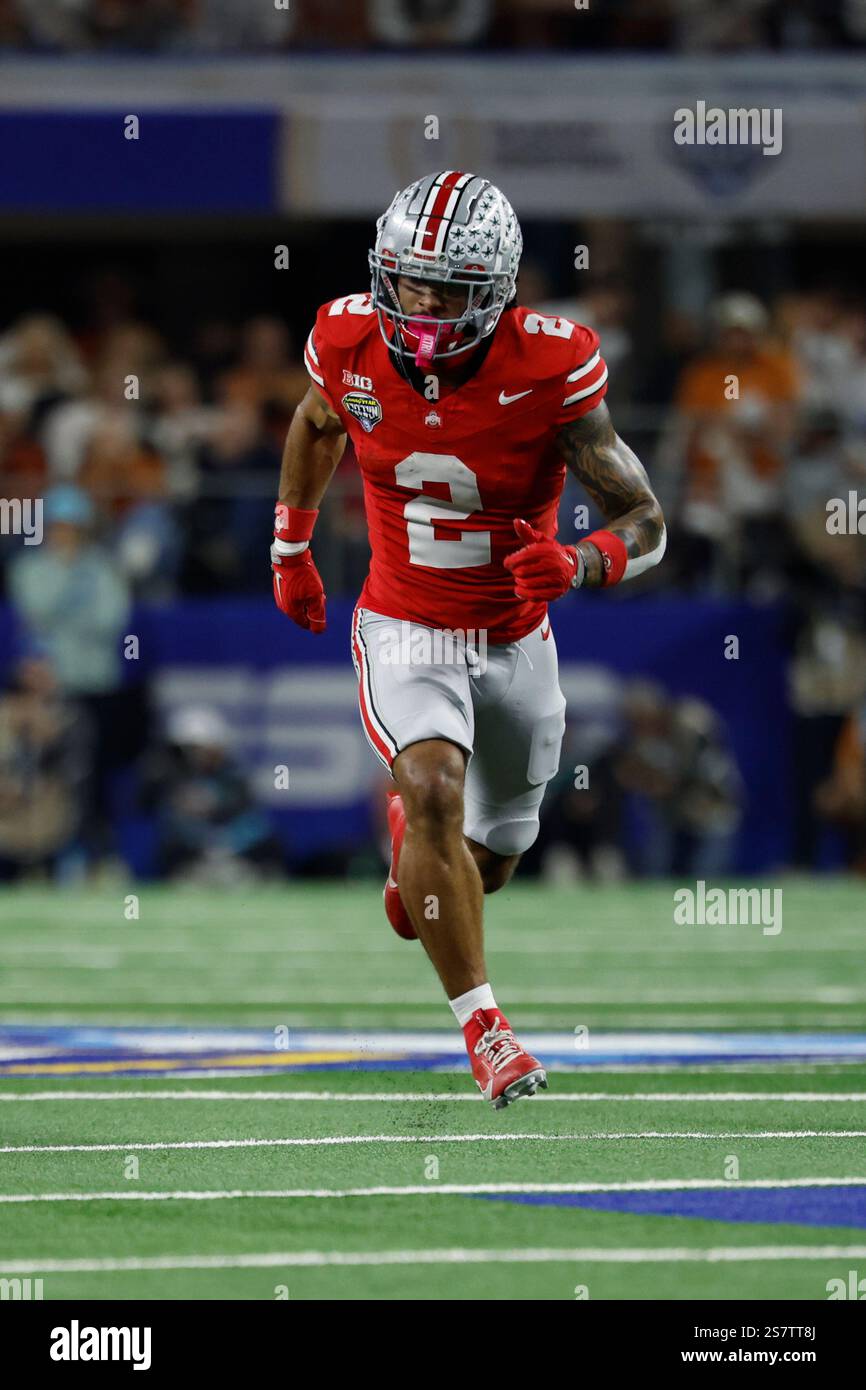 Ohio State wide receiver Emeka Egbuka (2) runs a pass route during the ...