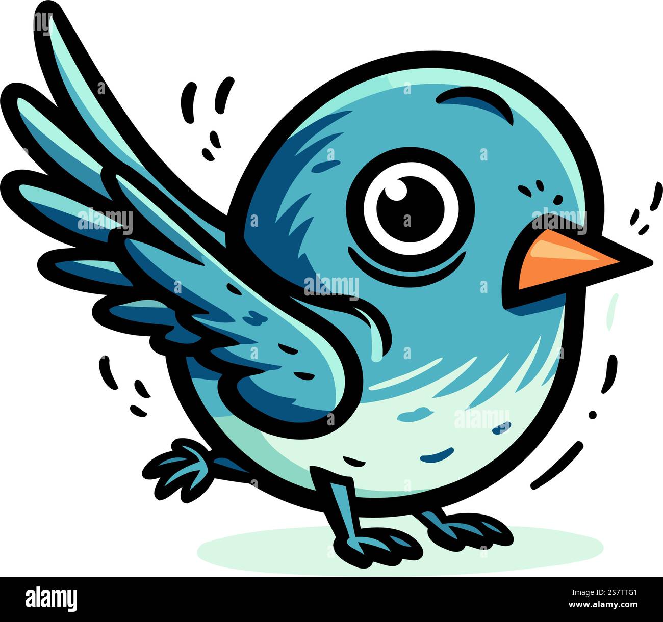Funny blue bird. Vector illustration. Isolated on white background ...