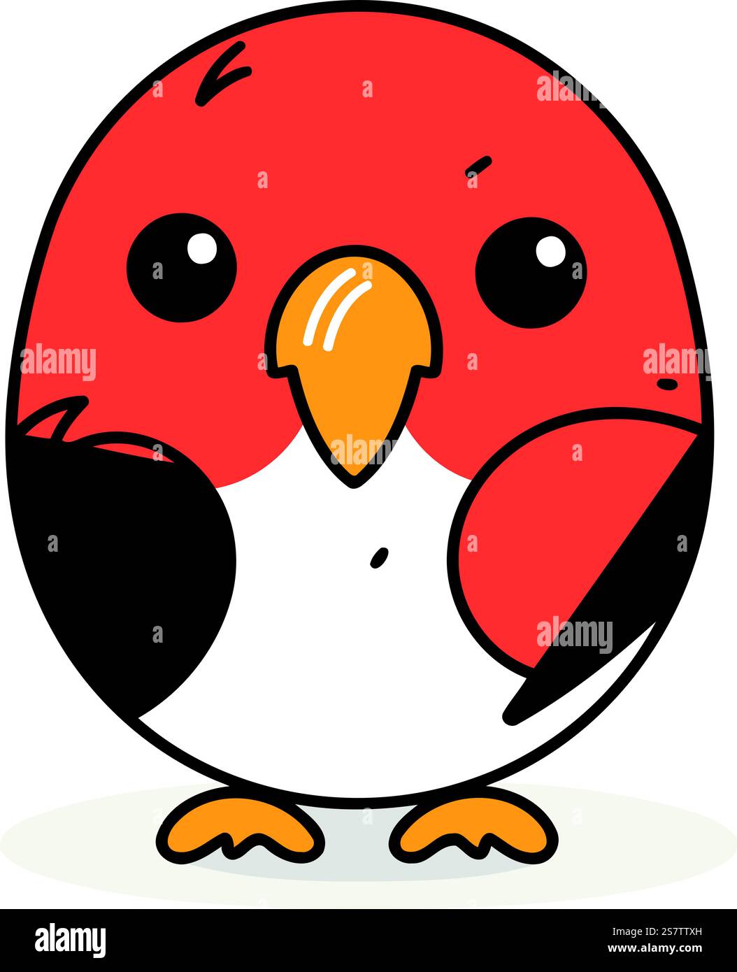 Cute cartoon red bird isolated on white background. Vector illustration ...
