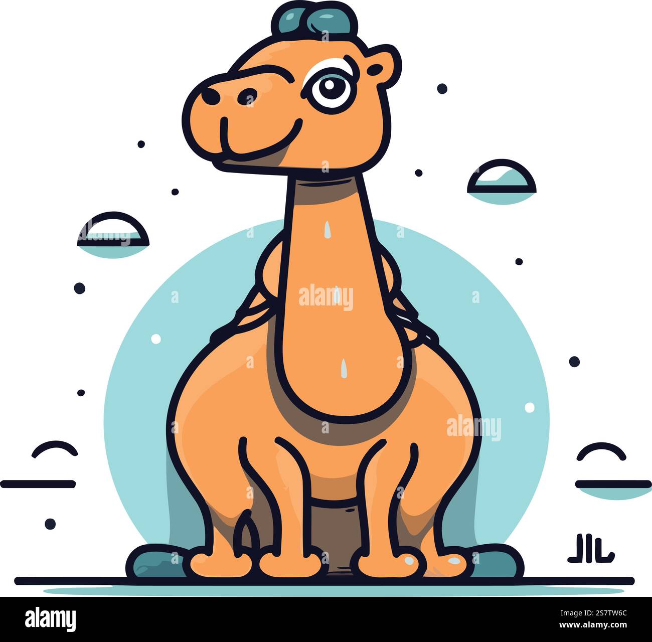 Camel. Vector illustration in flat linear style. Cute camel Stock ...