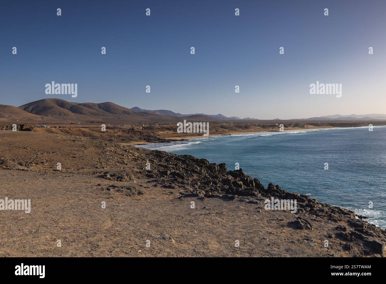 El Cotillo beach, Fuerteventura. It's a popular spot for surfers Stock ...
