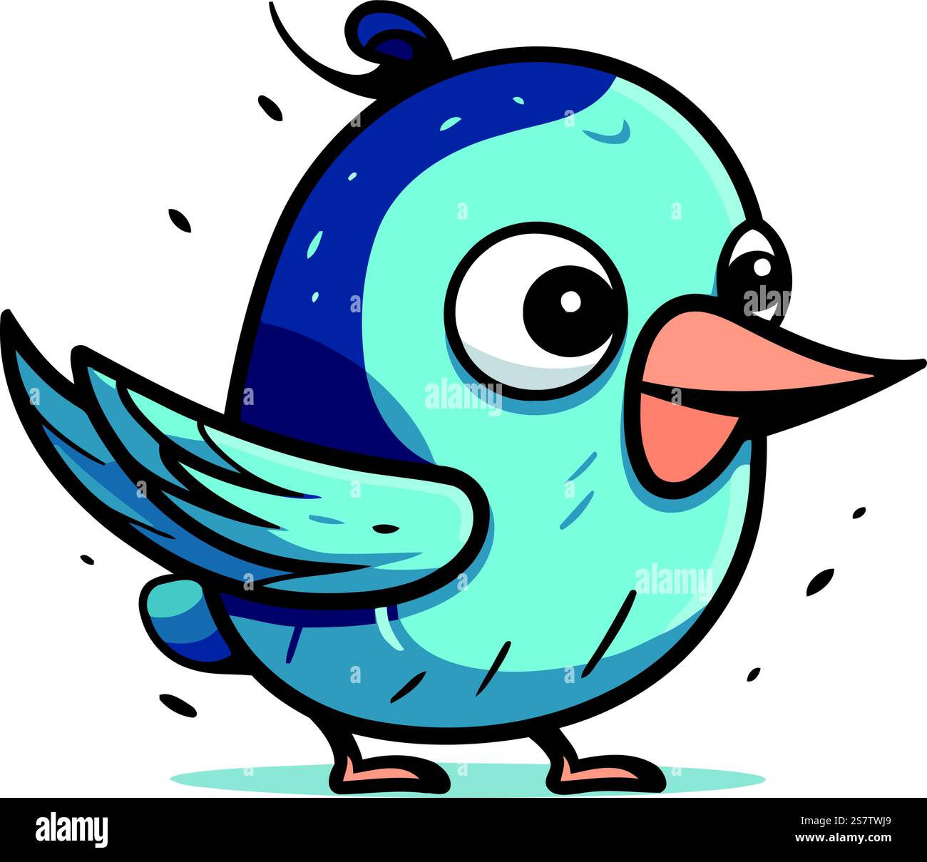 Cute blue bird. Vector illustration. Isolated on white background Stock ...