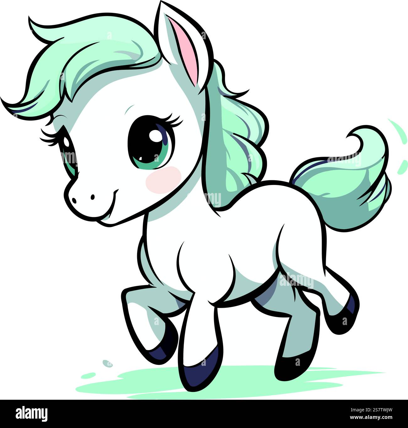 Cute cartoon pony. Vector illustration isolated on a white background ...