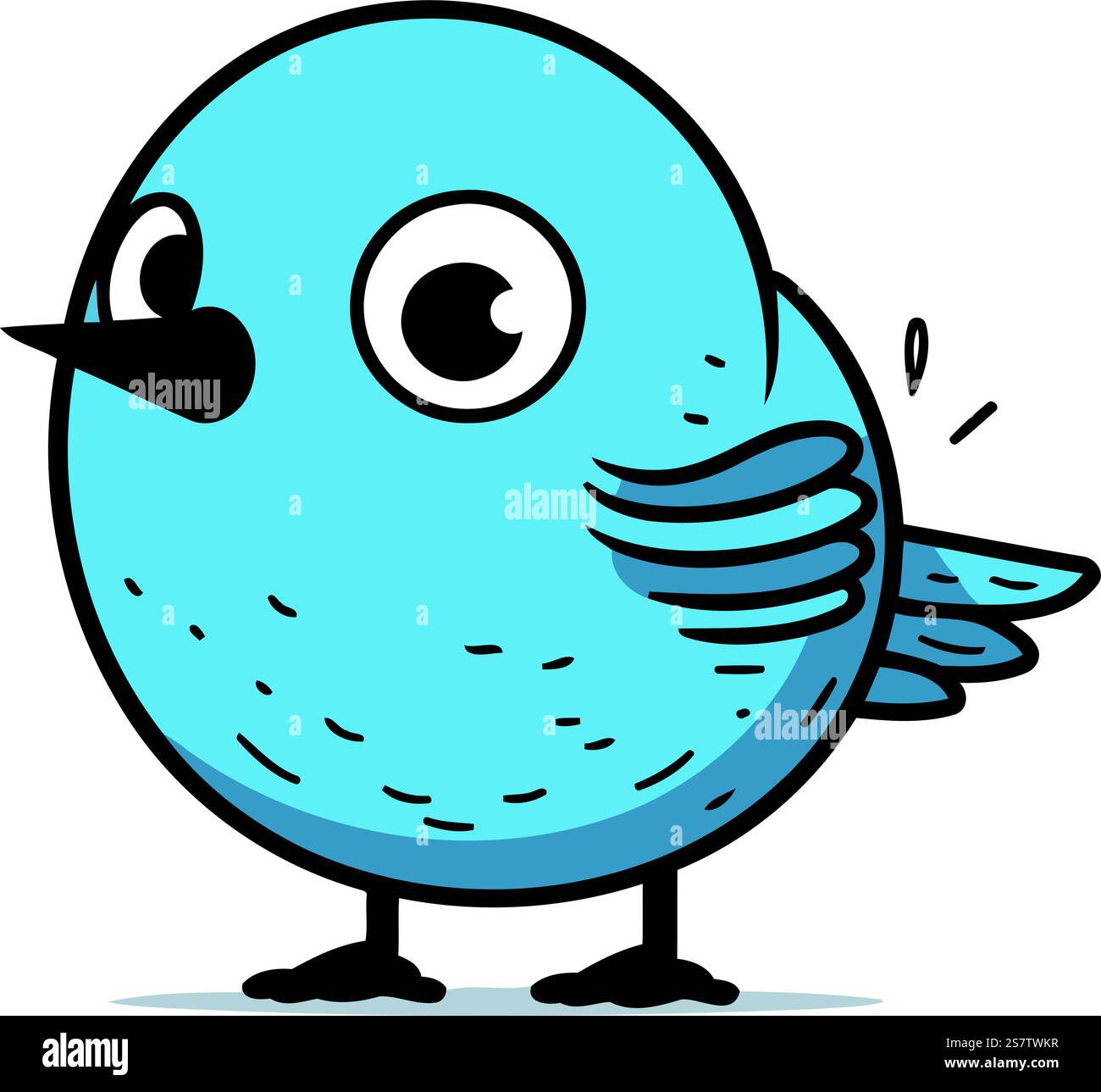 Cute cartoon blue bird isolated on white background. Vector ...