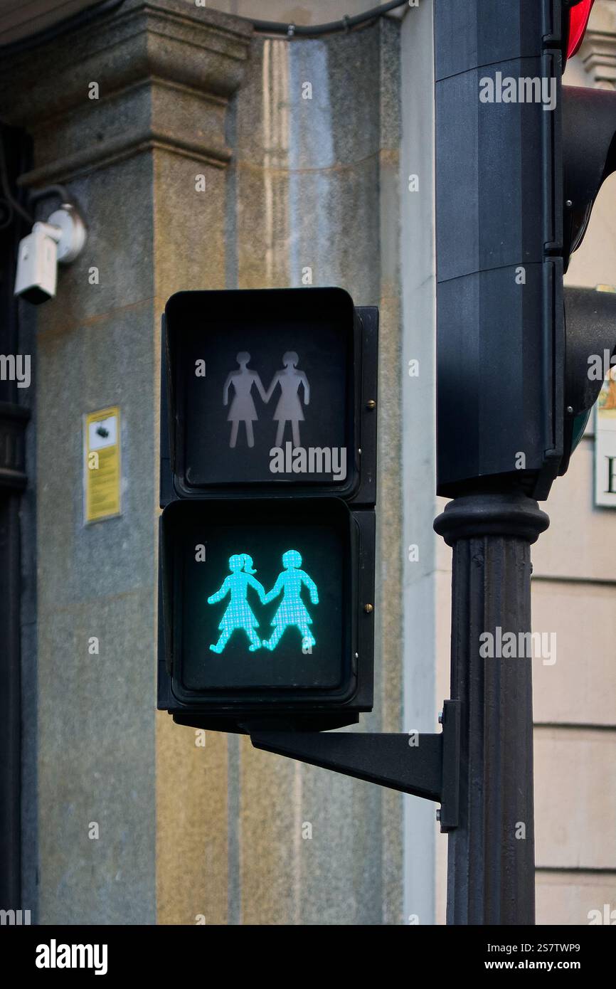 Madrid, Spain - January 20, 2025: A pedestrian traffic light in Madrid ...
