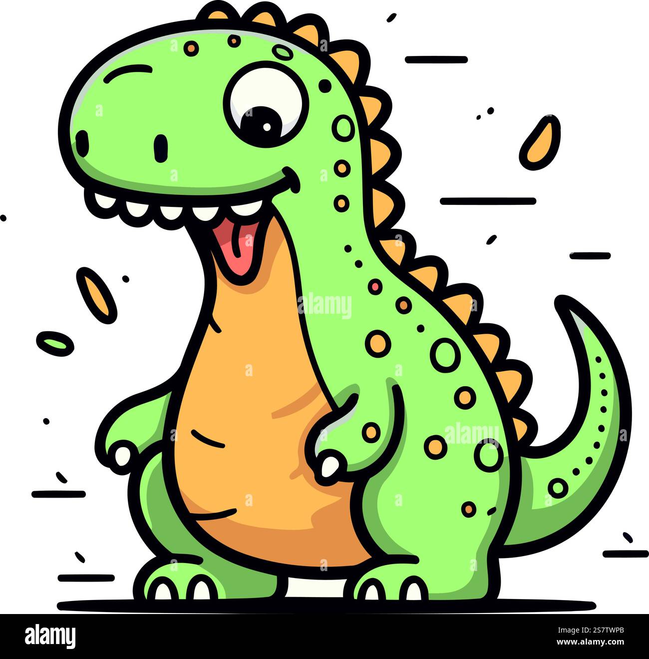 Cute cartoon dinosaur. Vector illustration in doodle style Stock Vector ...