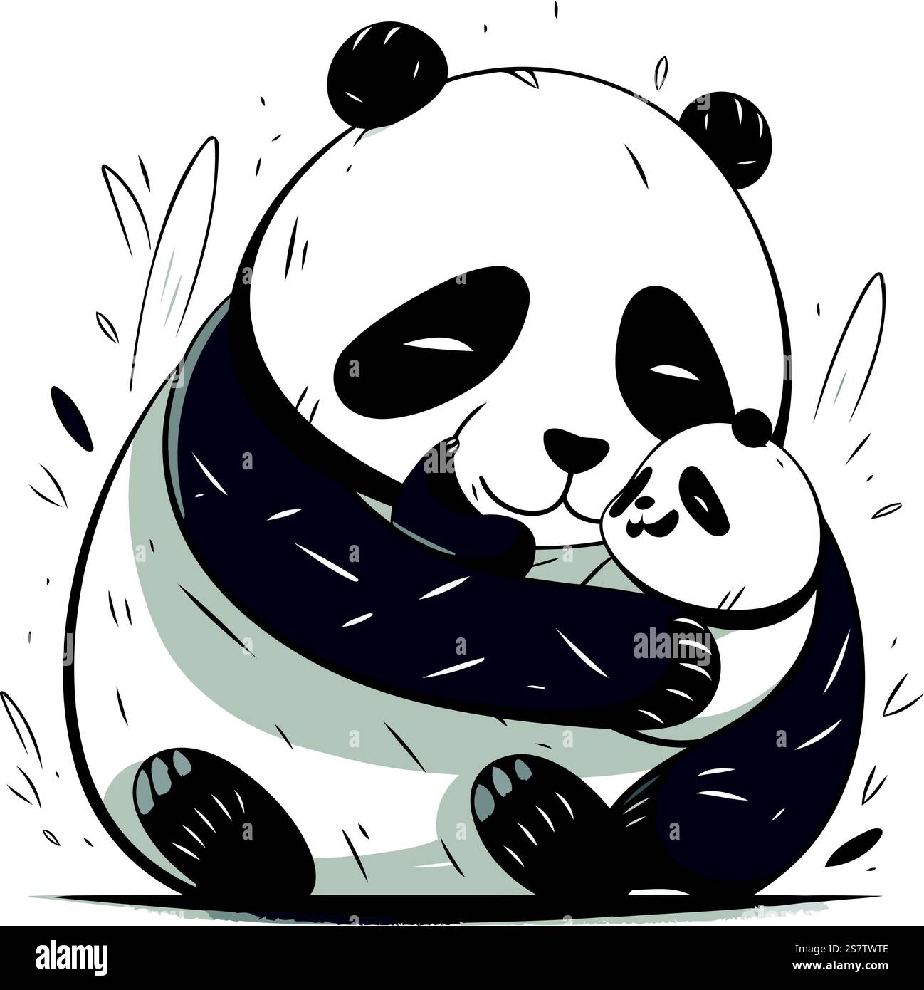 Cute panda bear hugging his little baby. Vector illustration Stock ...