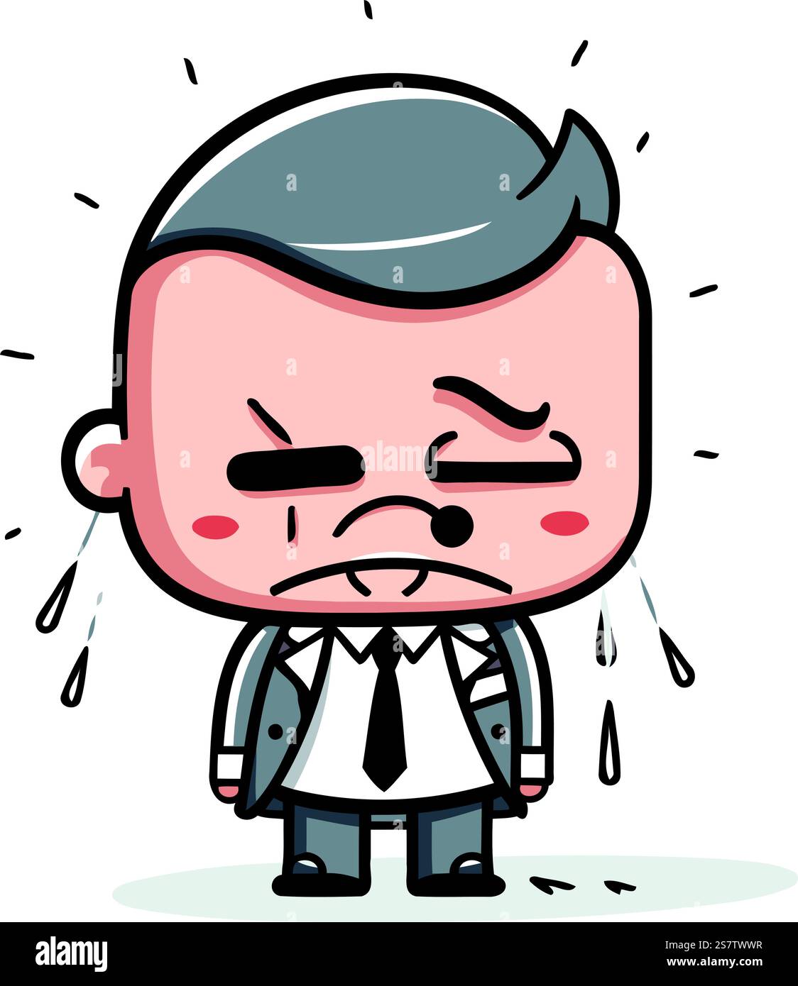 Sad boss cartoon character with tears. Businessman emoticon. Vector ...