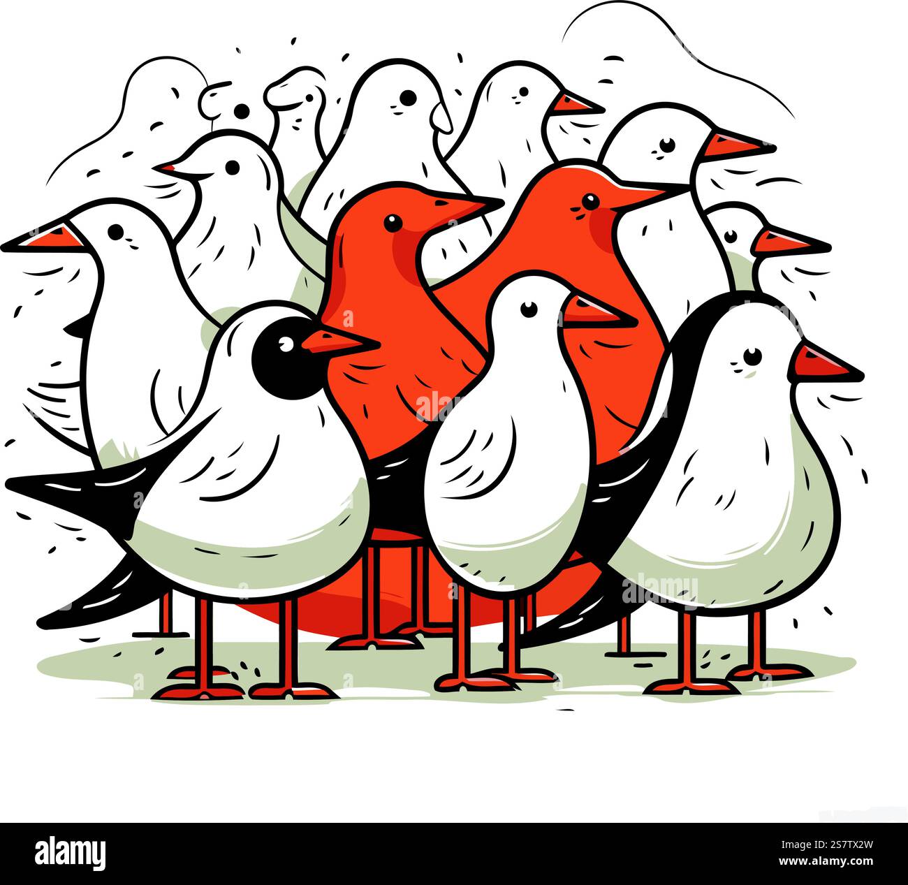 Group of seagulls. Vector illustration on white background Stock Vector ...