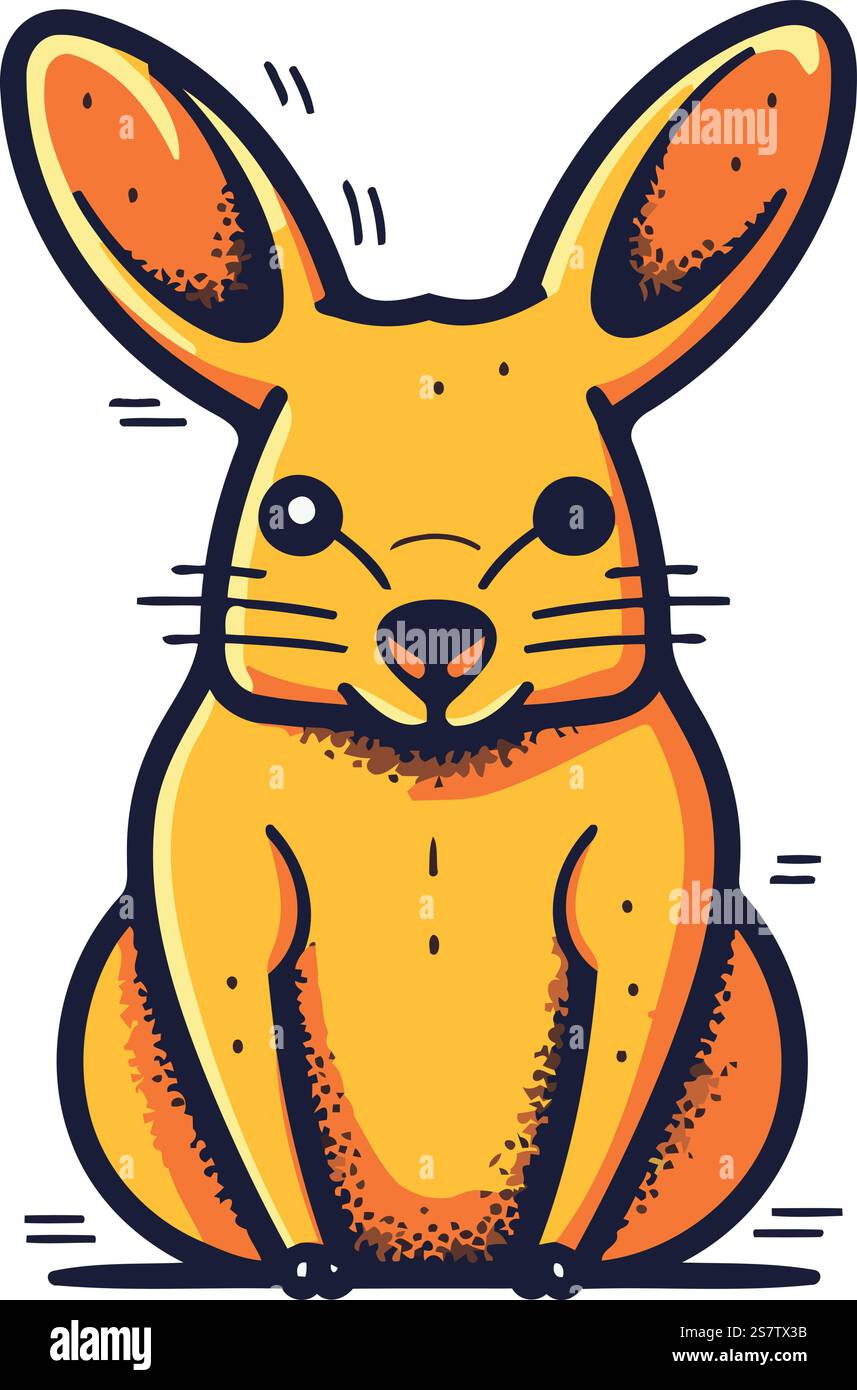Cute cartoon hare. Vector illustration in doodle style Stock Vector ...