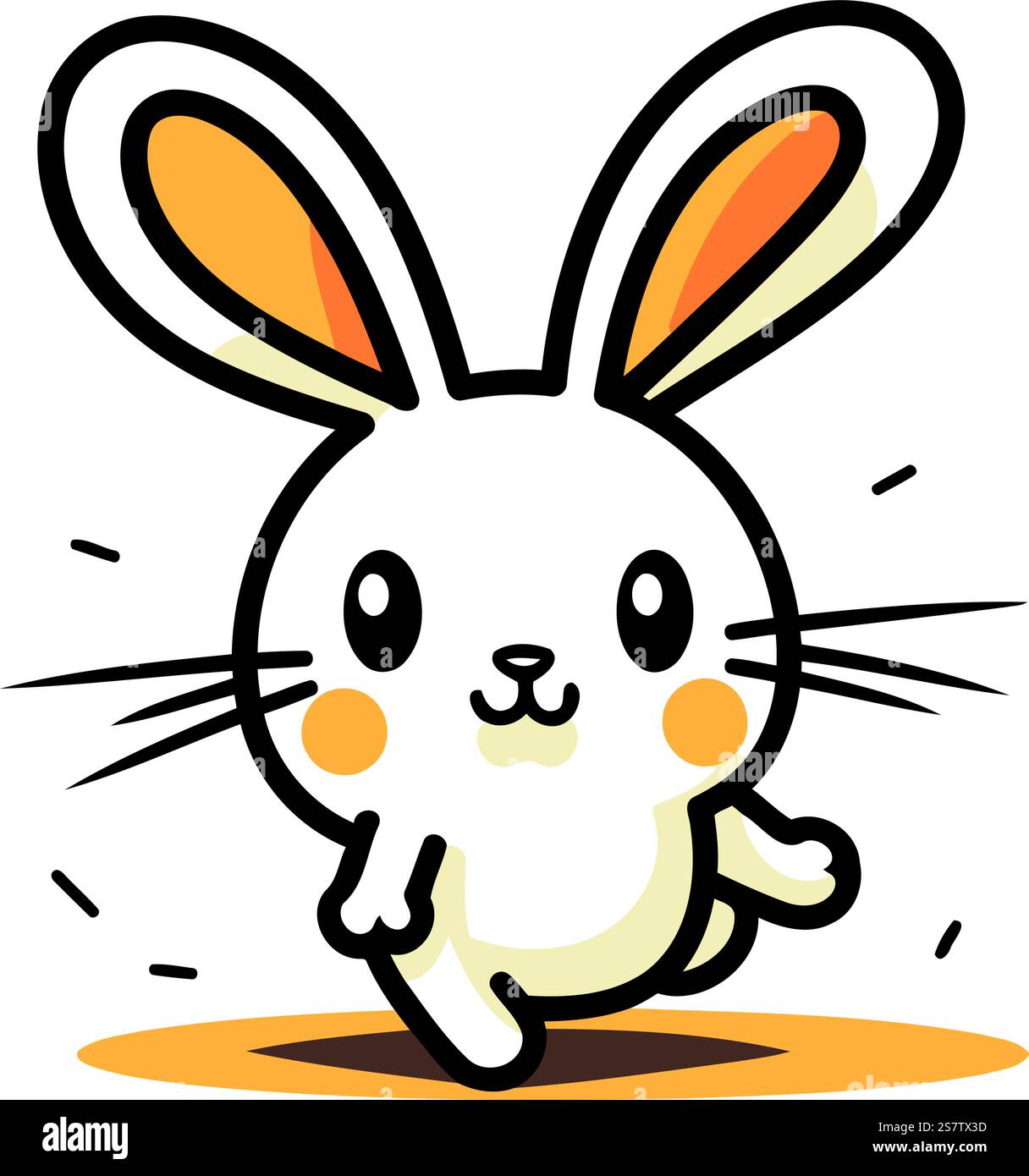 Cute cartoon rabbit running. Vector illustration isolated on white ...