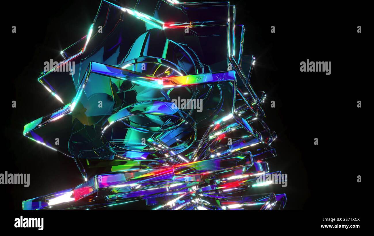 Shine 3d glass stars on black bg 3d render Stock Photo - Alamy