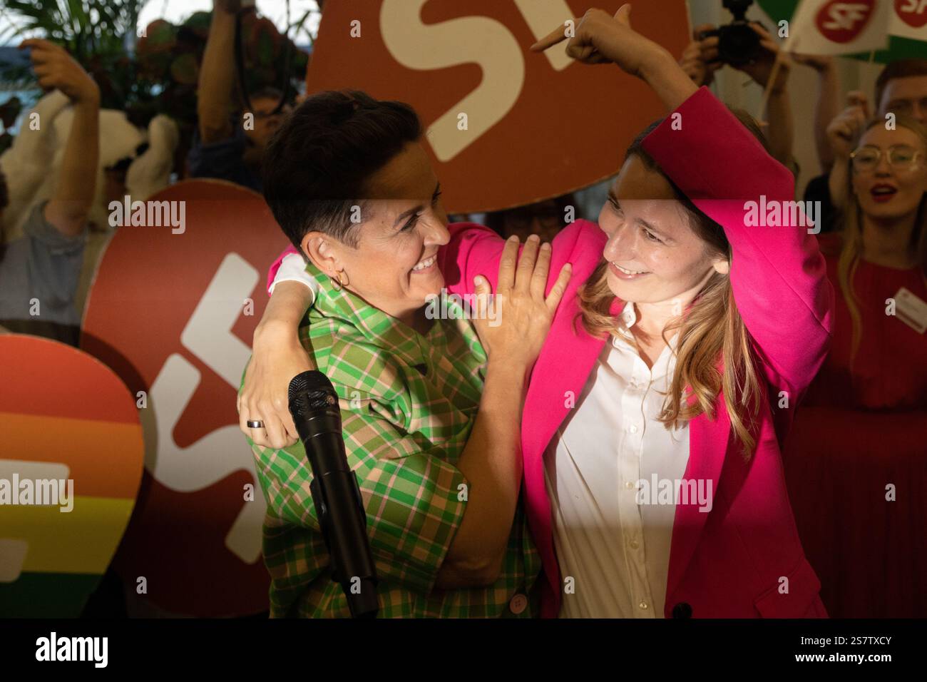 Chairwoman of the Green Left Pia Olsen Dyhr (L) and the lead candidate ...