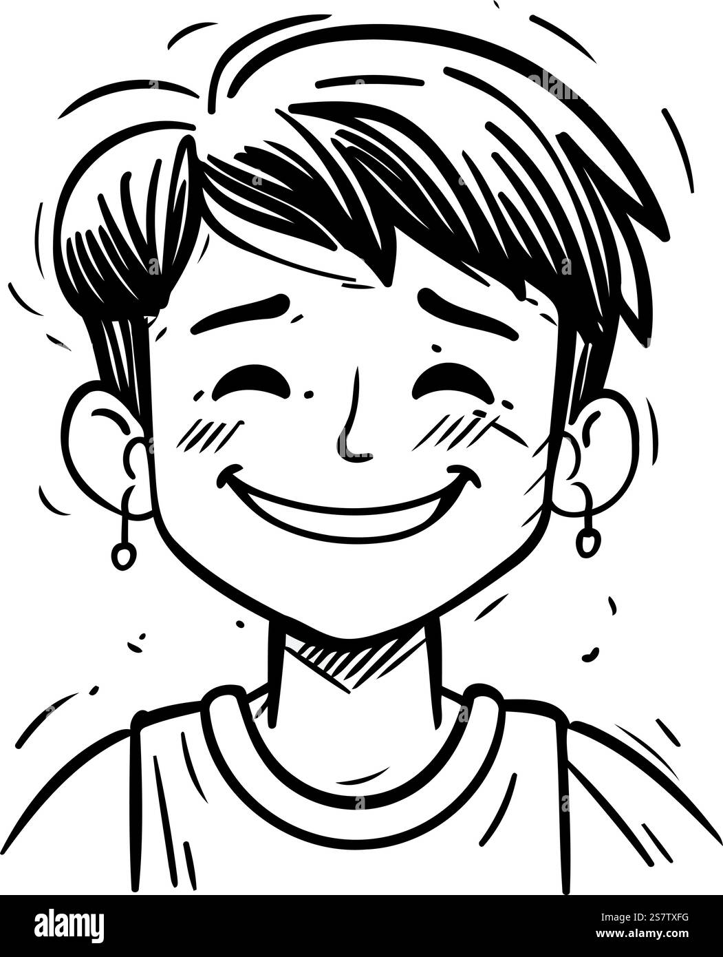 Vector illustration of a happy boy with a smile on his face Stock ...