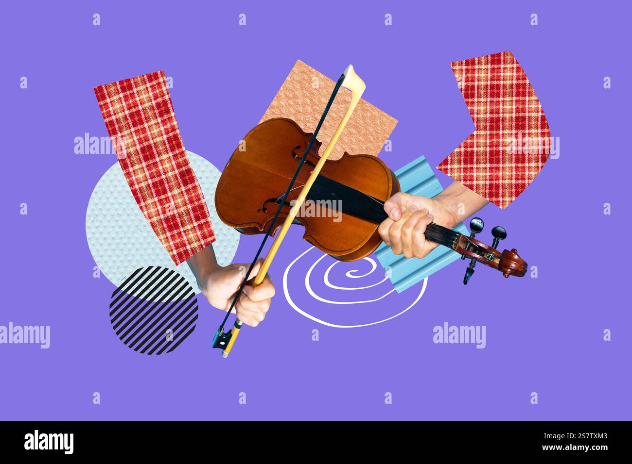 Composite 3d art creative image collage of hands hold violin music ...