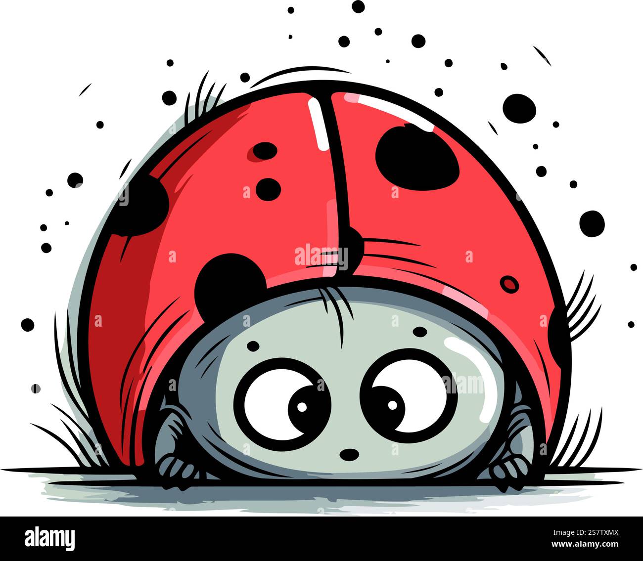 Cute cartoon ladybug with big eyes isolated on white background. Vector ...