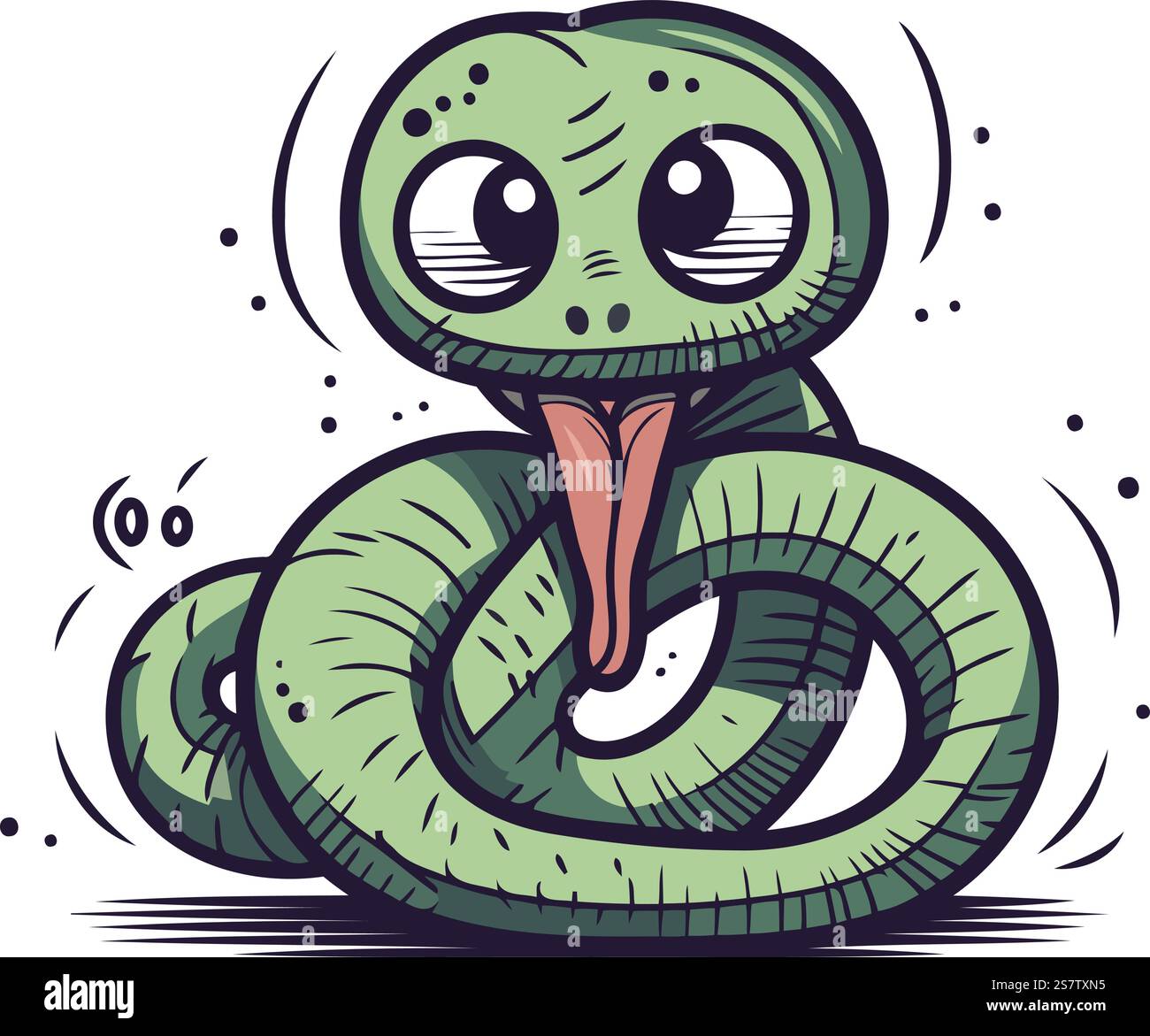 Cute cartoon snake. Vector illustration isolated on a white background ...