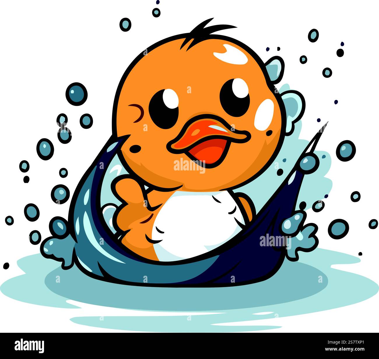 Cute duck in a bathtub with bubbles. Vector illustration Stock Vector ...