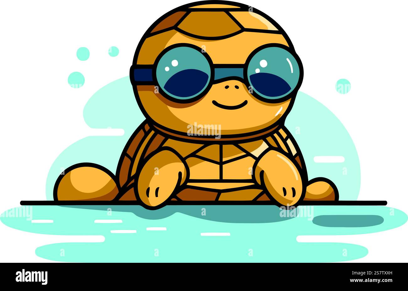 Cute little turtle in sunglasses. Sea animal. Vector illustration Stock ...